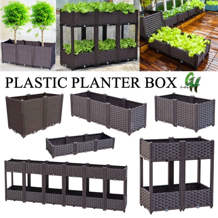 [OUTDOOR PLANTER BOX ]Plastic Planter Box Home Balcony Plastic Flower ...