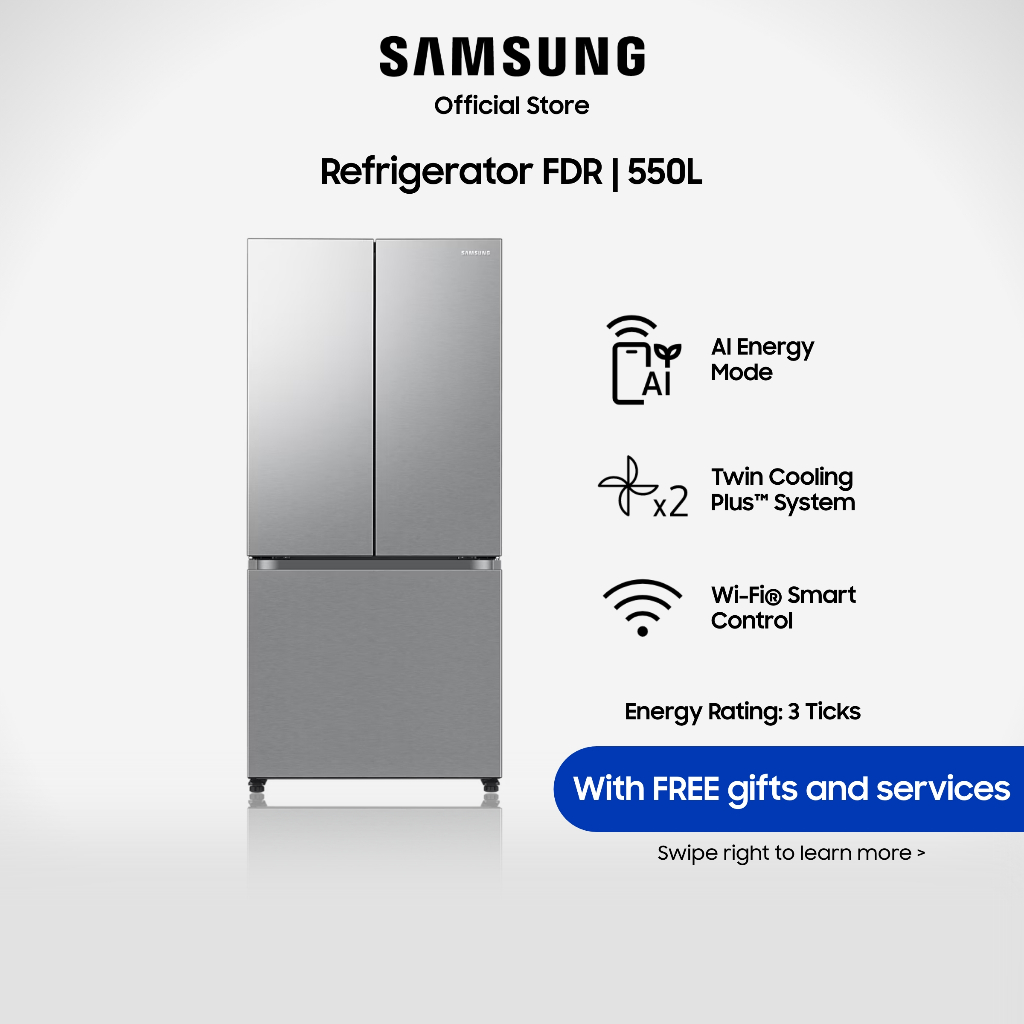 Samsung RF49C5103S9/SS FDR Twin Cooling Plus Refrigerator 550L, Refined ...