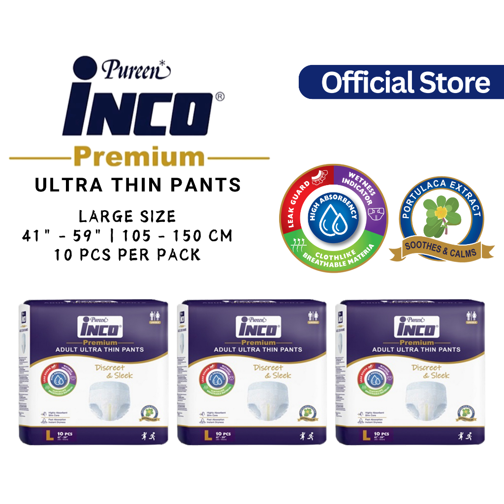 Inco Premium Adult Ultra Thin Pants L 10s Pull Up X 3 Packs