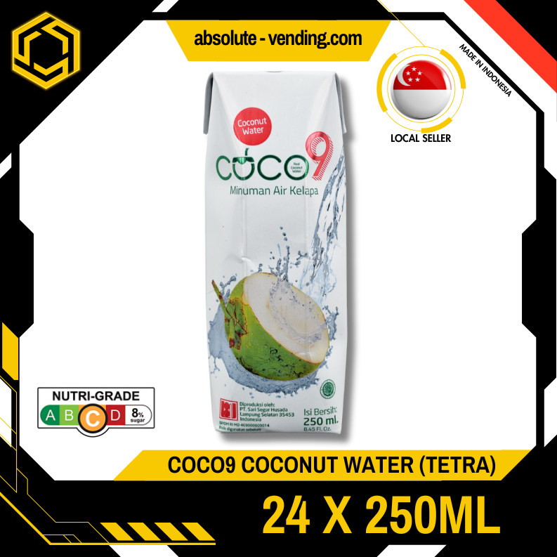 COCO9 100% Coconut Water 250ML X 24 (TETRA) | Shopee Singapore