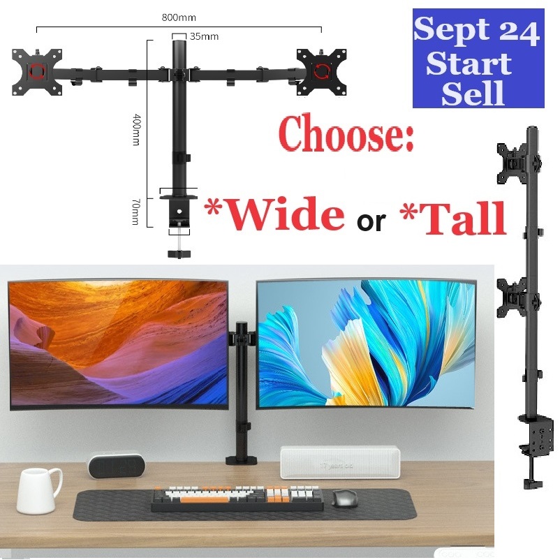 {{STRONG}} Dual Monitor Arm, 2 Monitor Hanger, Vertical Dual Monitor ...