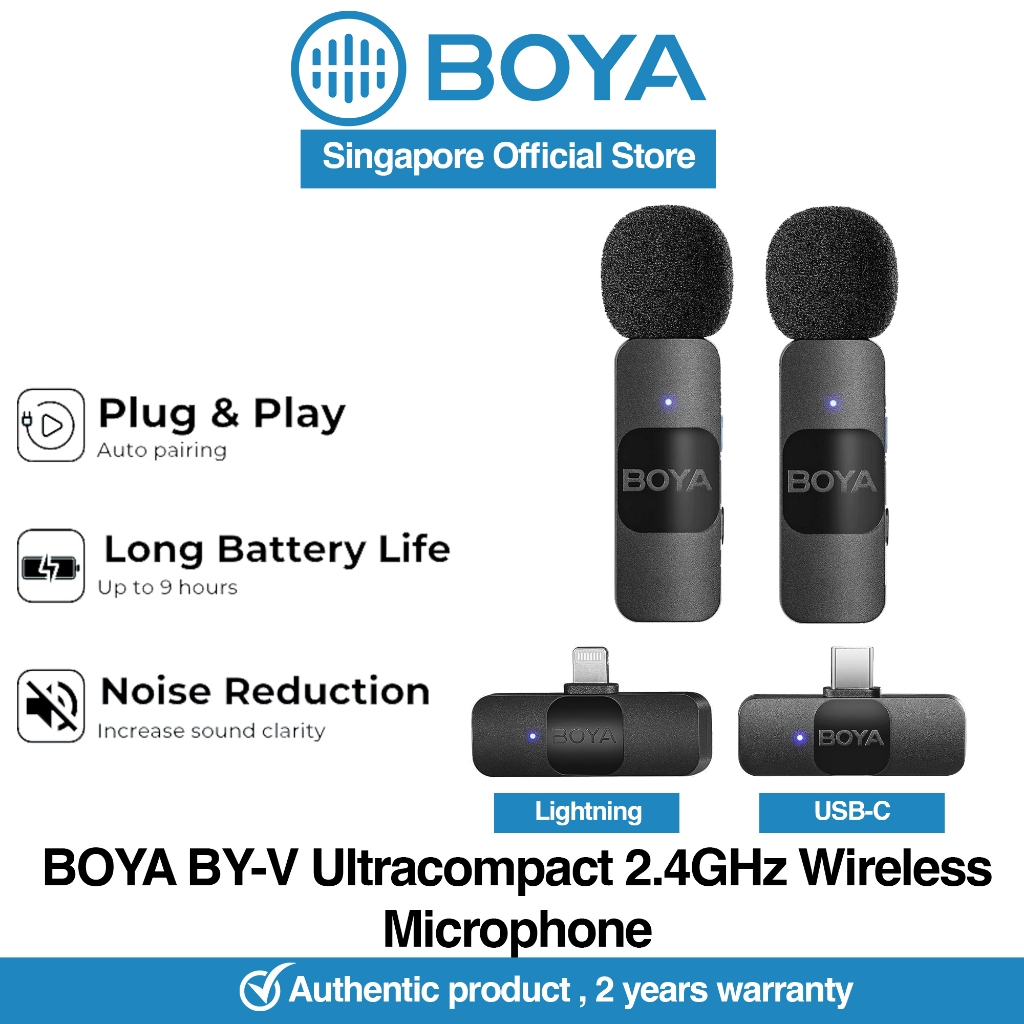 BOYA BY-V1/V2/V10/V20 Wireless Lavalier mic Mini Clip Noise Cancellation micro for iP/Android ...