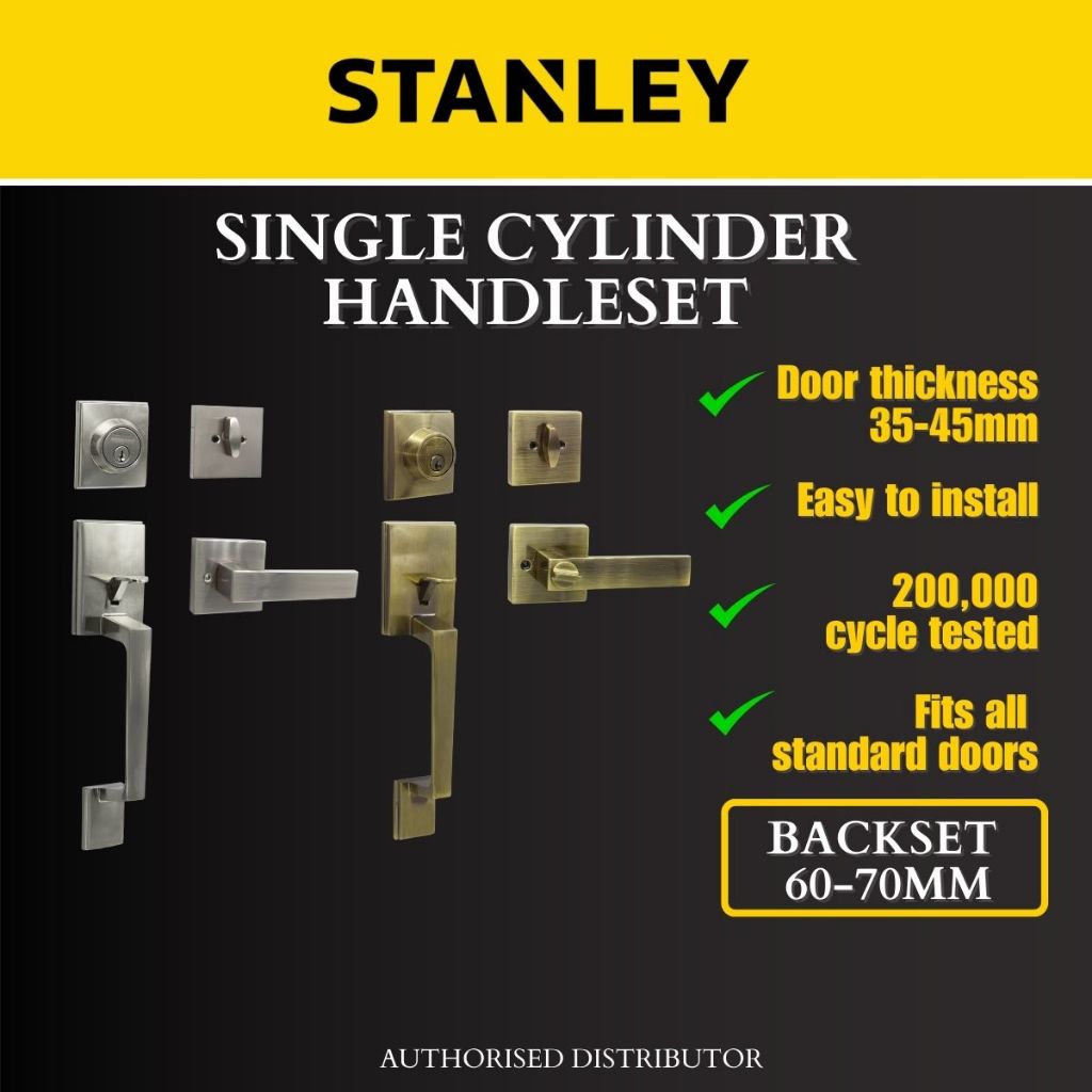 Stanley Single Cylinder Lever Entrance Backset 60/70mm/ Main Door Entry ...