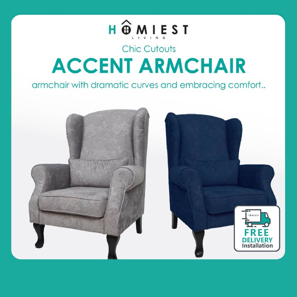[HOMIEST] FINNY Velvet Upholstery Armchair / Lounge Chair in Blue ...