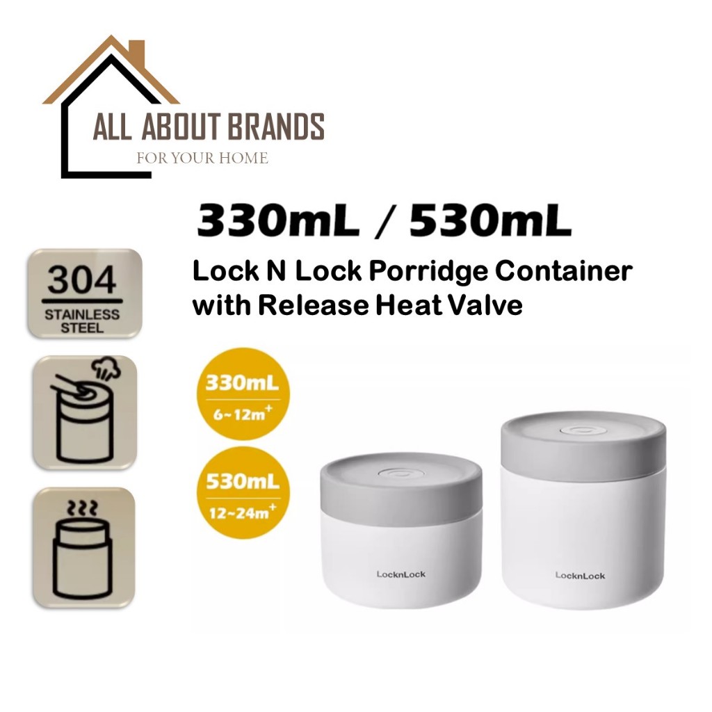 Lock N Lock Stainless Steel Porridge / Soup Container with Release Heat ...
