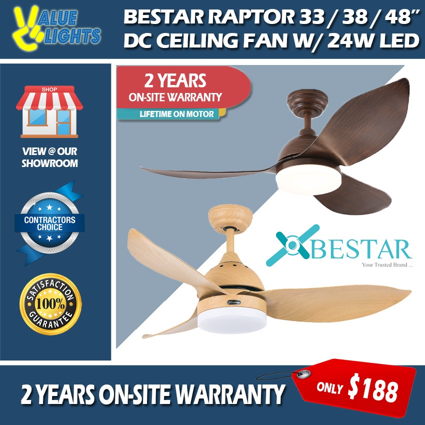 [Climate Voucher] Bestar Raptor 33" / 38" / 48" DC Ceiling Fan with 24W ...