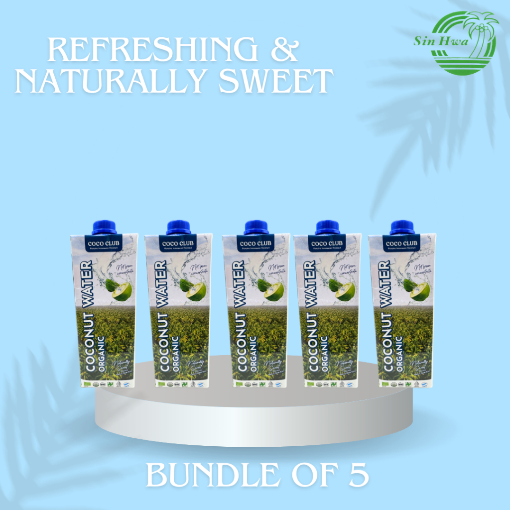 Coco Club Organic Coconut Water 5*1L (Halal) | Shopee Singapore