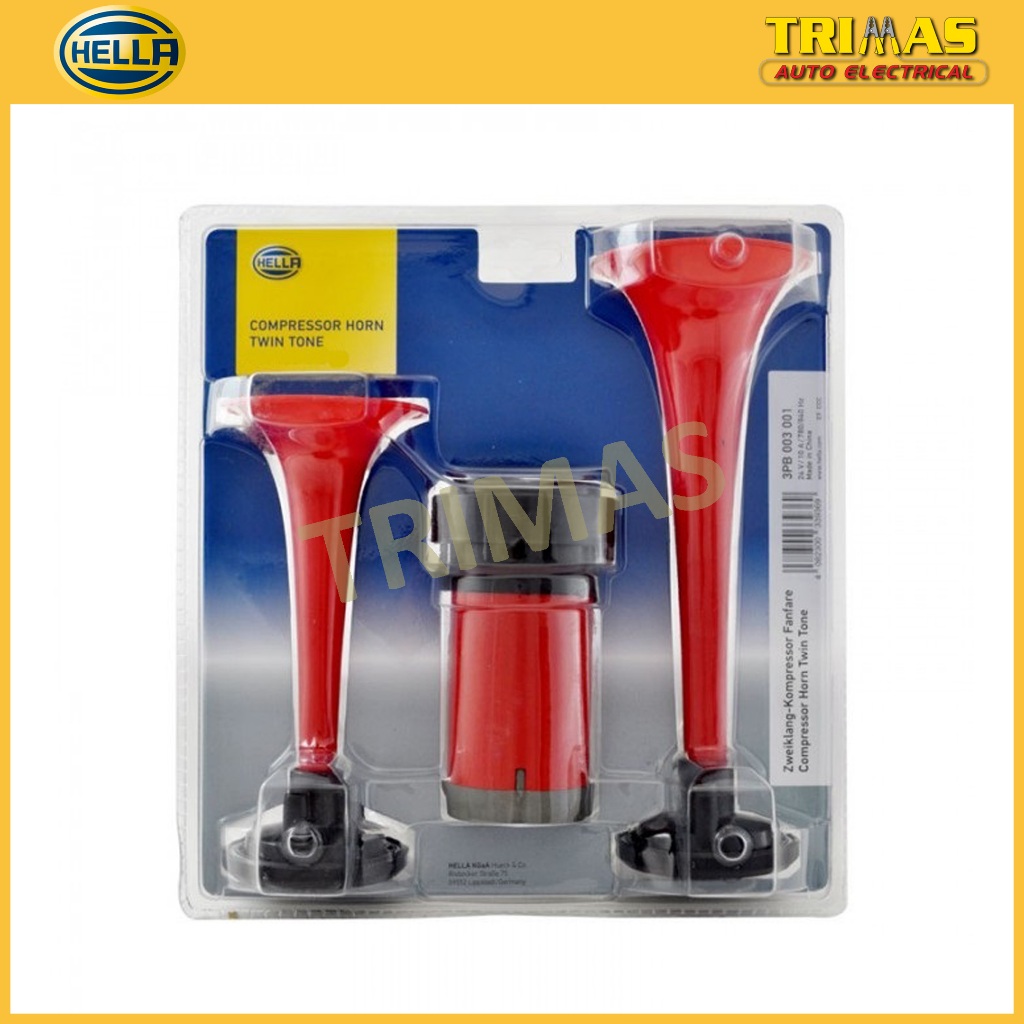 Hella Heavy Duty Car Lorry Truck Motor Dual Tone Trumpet Air Horn Kit ...