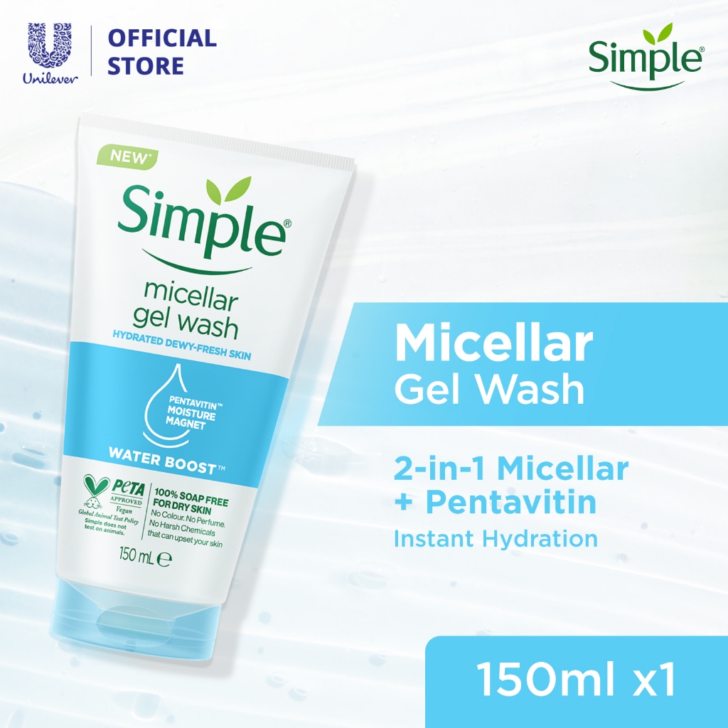 (Pack of 1/3) Simple Water Boost Micellar Facial Gel Wash 150ml ...