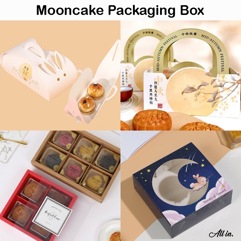 SG Mooncake Box 2025 With Tray Rabbit Mooncake Packaging Box 4 Cavity 6 ...