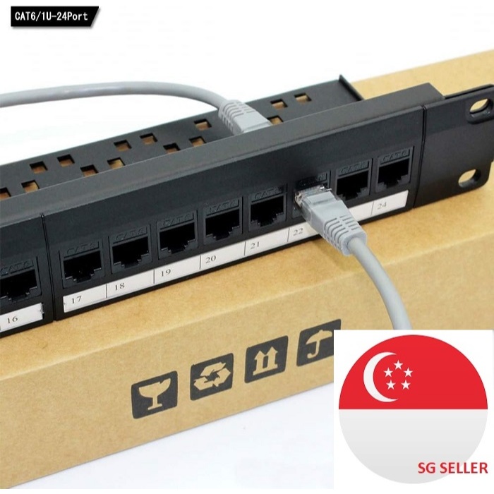 19" Network Patch Panel 12 24 Port 1U 48 Port 2U Rack Mountable CAT 6 ...