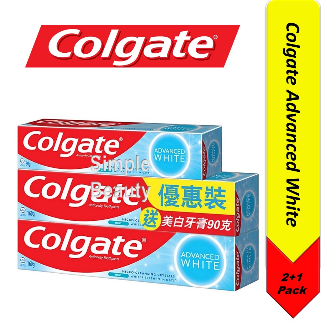 Colgate Advanced White Toothpaste (Value Pack), 2x160g + 90g | Shopee ...