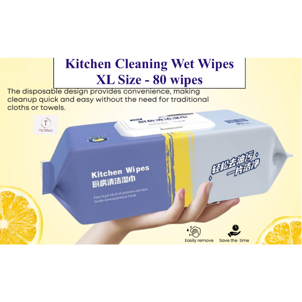 [SG Stock] 80Pcs Kitchen Wet Wipes Disposable l Oil, Grease, Stain ...