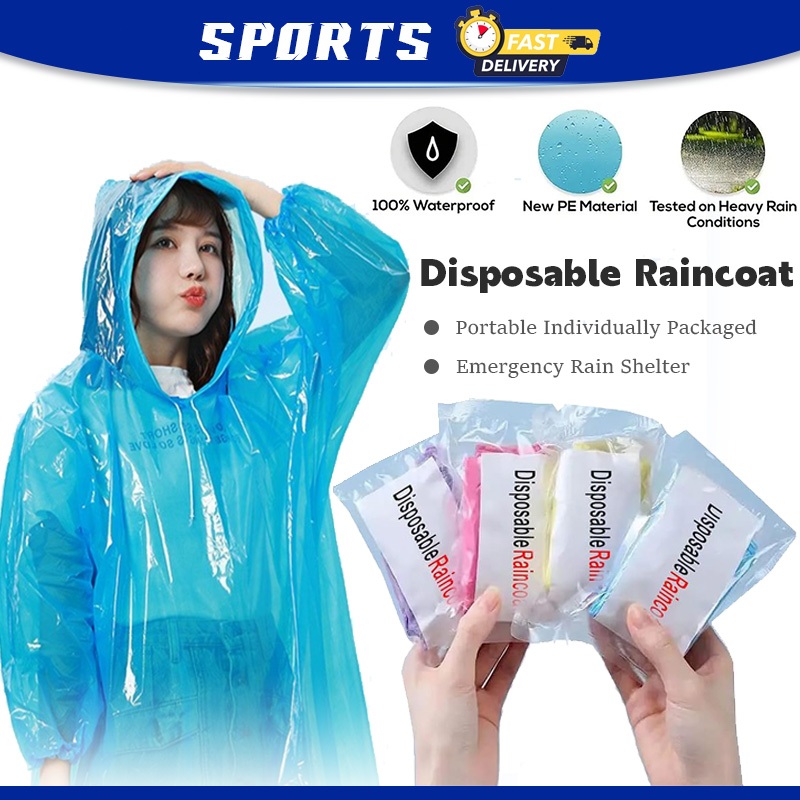 🇸🇬📦Portable Raincoat Disposable Raincoat Neutral Disposable Waterproof ...