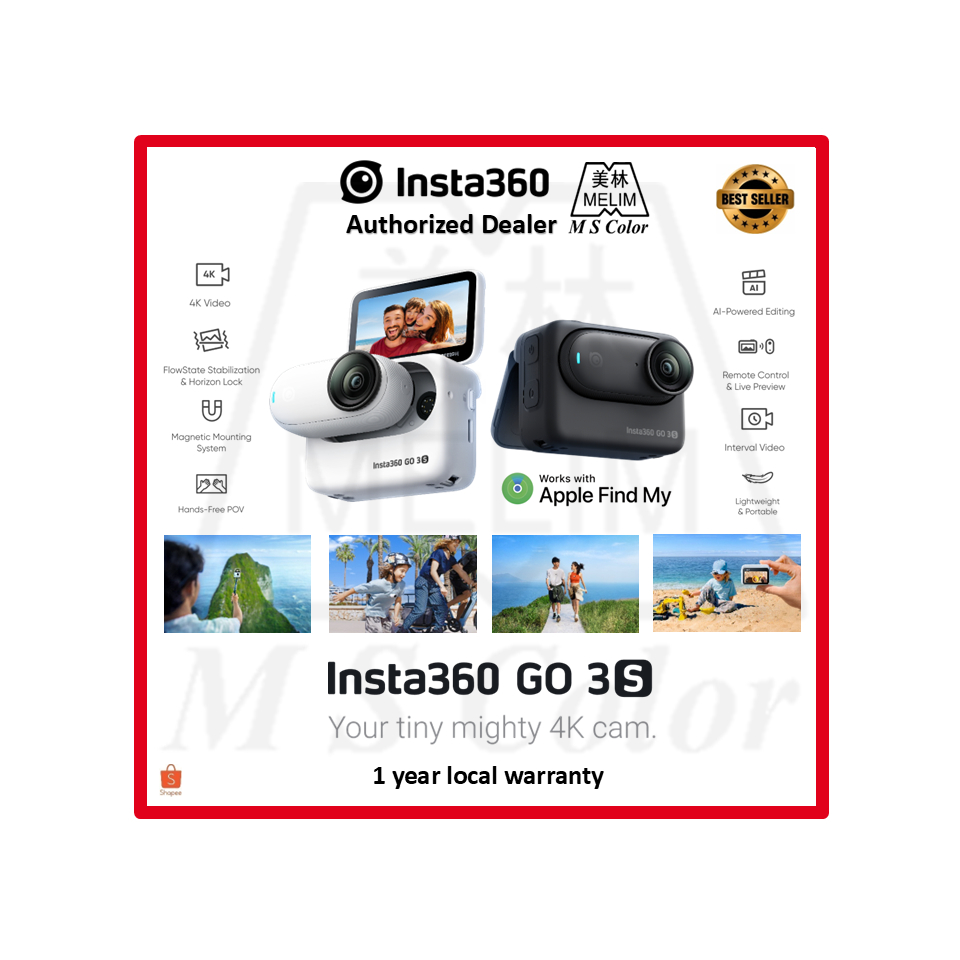 [PROMO + 2x FREE GIFTS] Insta360 Go3S Action Camera 128GB | 4K Hands-Free POV | AI Powered ...