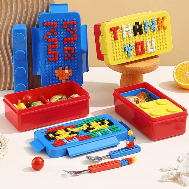 [SG] DIY Building Blocks Kids lunch Bento Box Kids Cutlery Spoon And ...