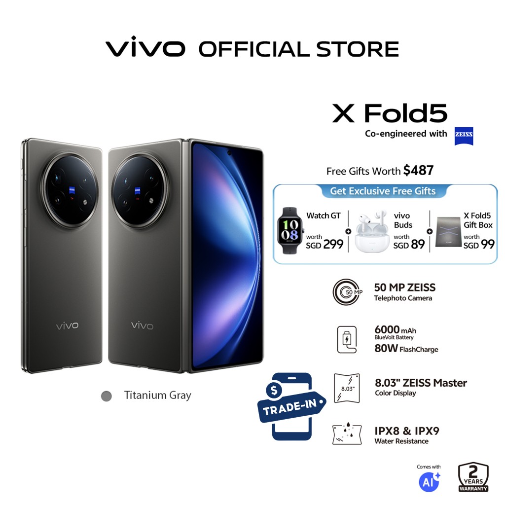 [NEW] vivo X Fold5 16GB+16GB Extended RAM + 512GB | eSim | 6000 mAh ...