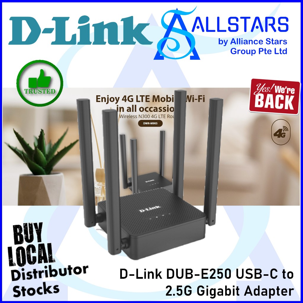 (ALLSTARS) DLINK / D-Link DWR-M905 Wireless-N 300Mbps Wi-Fi 4G LTE Router (Warranty 3years with ...
