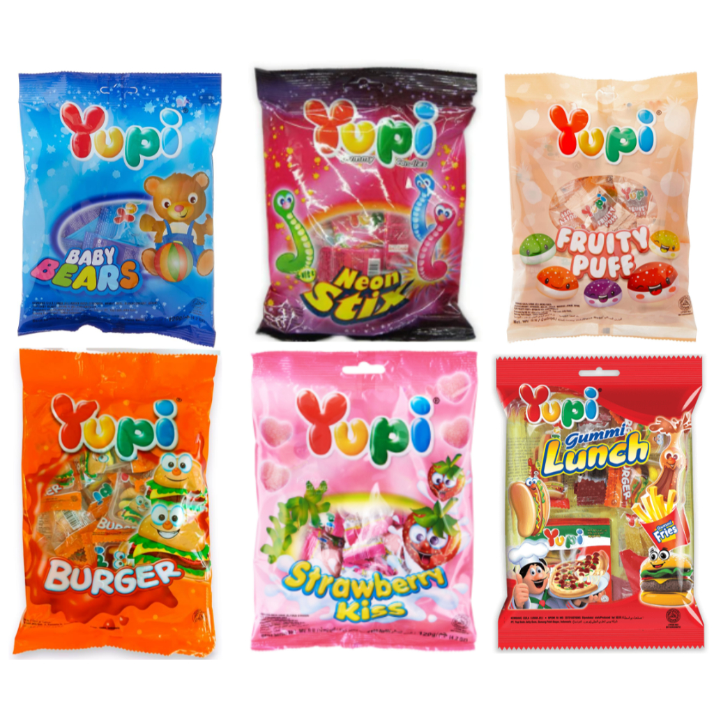 YUPI Gummy Candy Sweet Bear Worm Burger Heart Fruity Puff Gummi Lunch ...