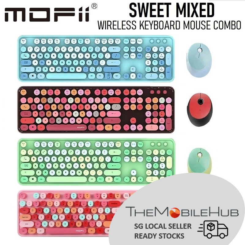 MOFII Sweet Wireless Keyboard Mouse Combo Set 2.4G USB 104 Keys Windows ...