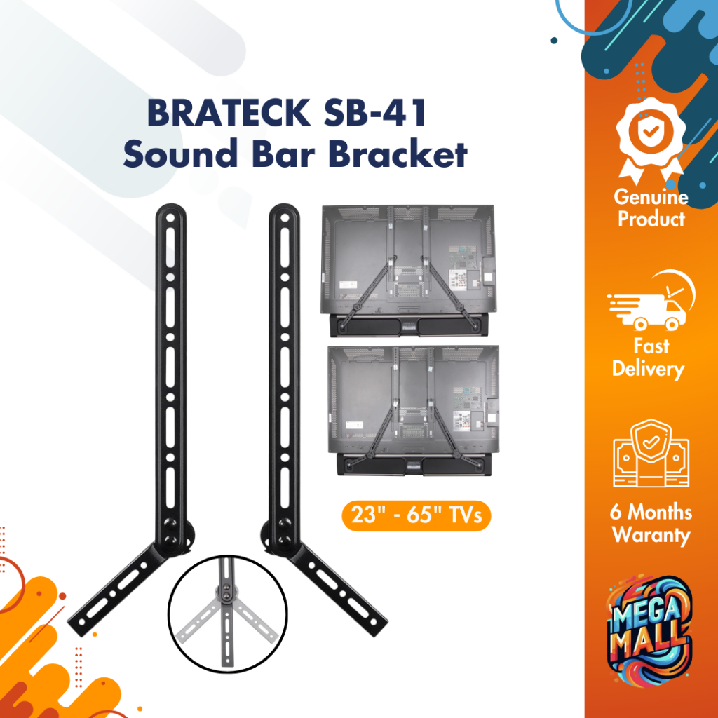 BRATECK SB-41 Universal Sound Bar Bracket for 23"-65" TVs - Mount Above ...