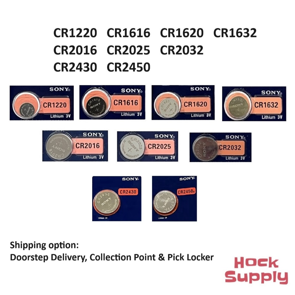 [2&5PCS] SONY CR1220/CR1616/CR1620/CR1632/CR2016/CR2025/CR2032/CR2430/CR2450 Lithium Button ...