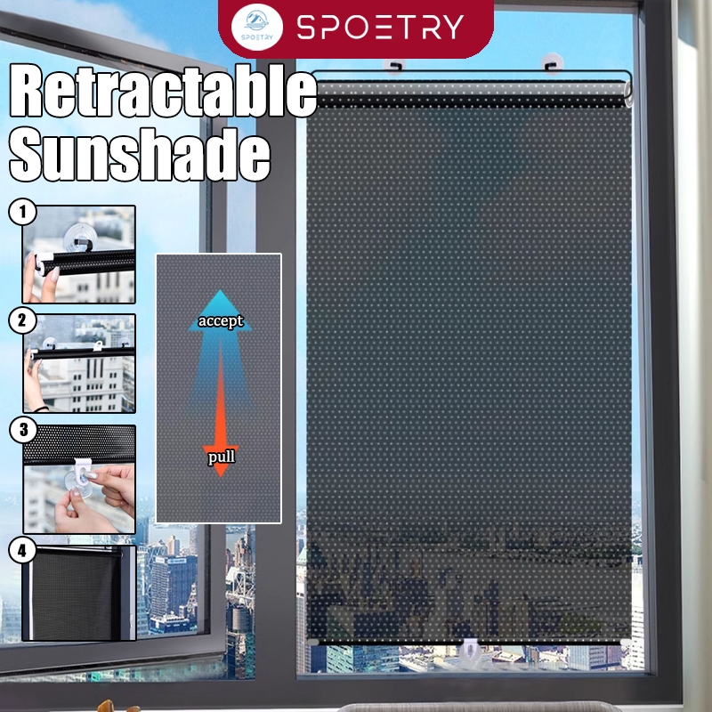 Retractable Adjustable Sunshade Curtain /Blackout curtain /Removable ...