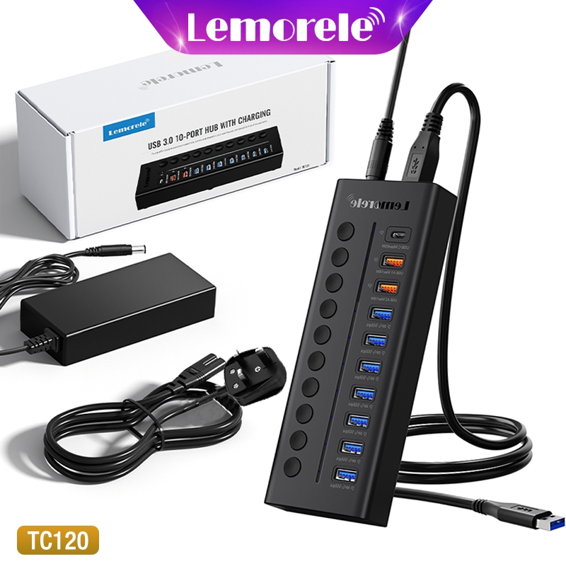 Lemorele Powered Usb Hub With Power Supply 45W Fast Charging Type C Usb ...