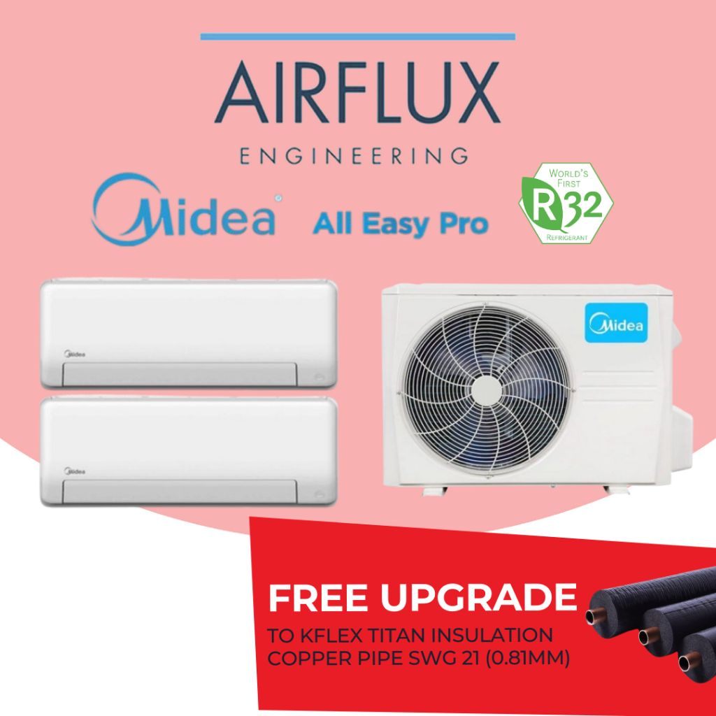 AIRCON - MIDEA SYSTEM 2 ALL EASY PRO - NEW R32(INCLUDED FREE UPGRADED ...