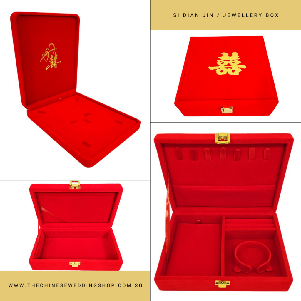 [SG STOCK] Chinese Wedding Velvet Jewellery Si Dian Jin Box in Multiple ...