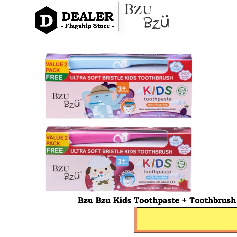 Bzu Bzu Kids Toothpaste + Toothbrush (Value Pack) | Shopee Singapore