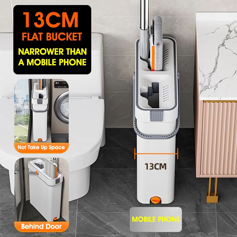 HXR Flat Mop Set Narrow Barrel Storage Floor Wet Dry Separation ...