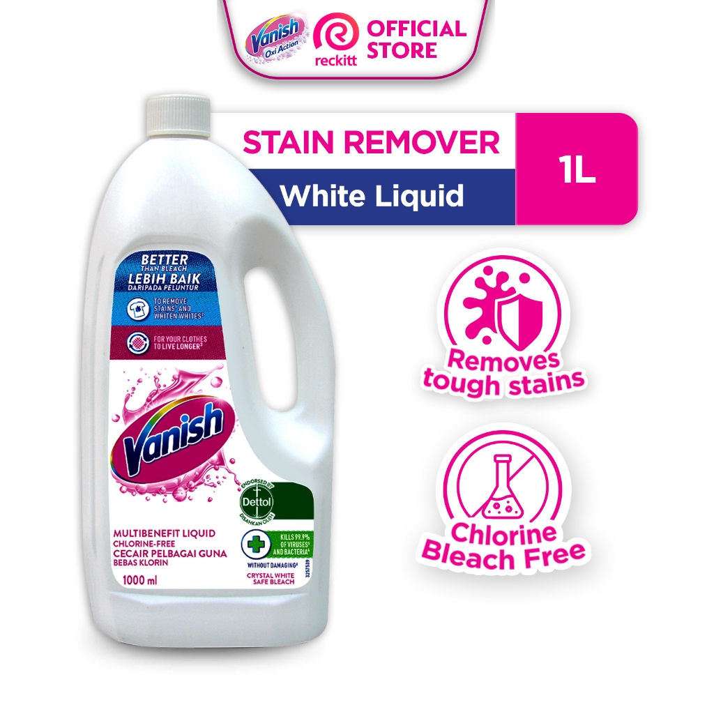 [1 Carton] Vanish White Laundry Fabric Stain Remover Liquid (1L ...