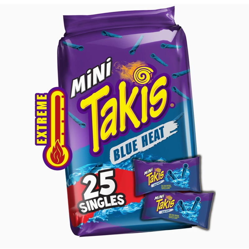 Takis Blue Heat Mini Hot Chili Pepper Flavored Extreme Spicy Rolled ...