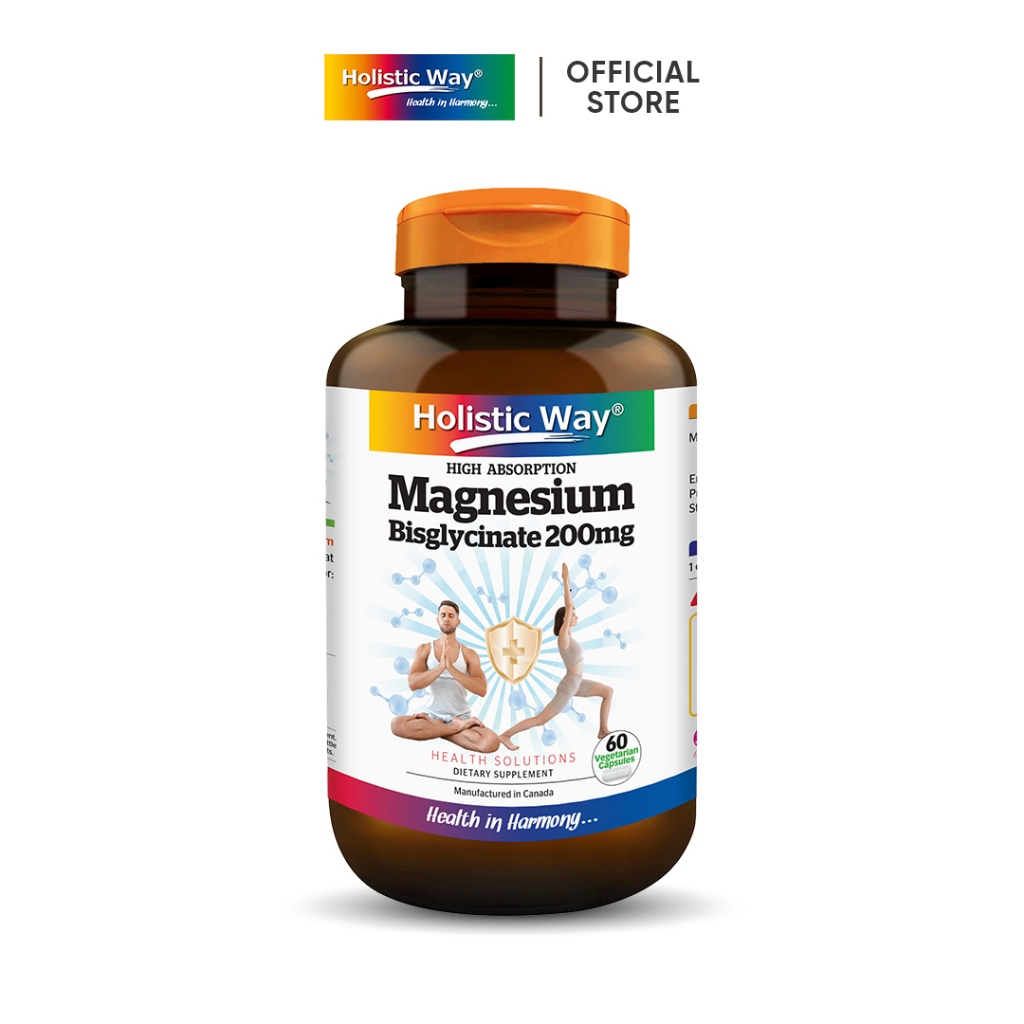 Holistic Way Magnesium Bisglycinate 200mg - Vegan (60 Capsules ...
