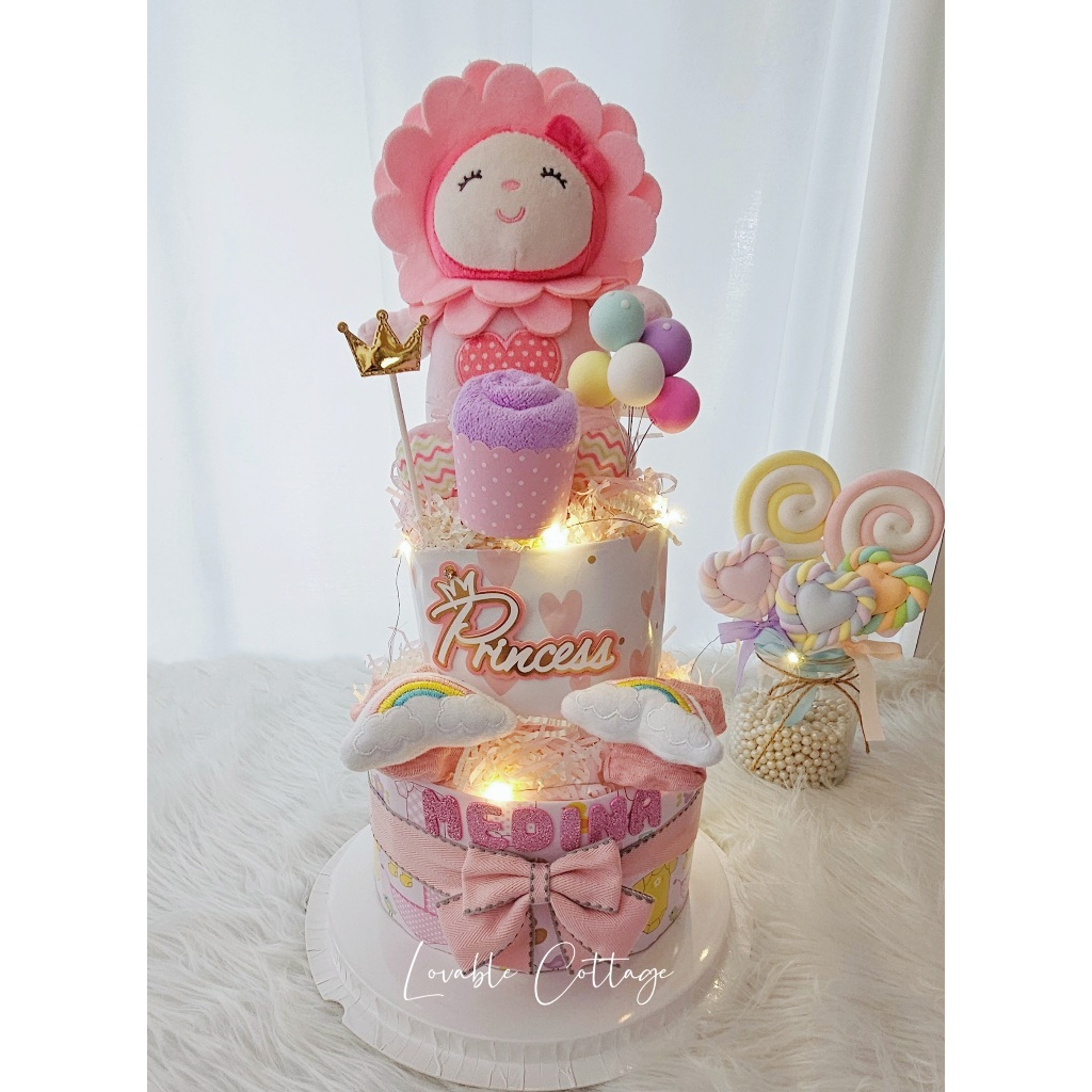 Bedtime Baby 2 Tier Diaper cake baby shower gift hamper newborn 100days ...