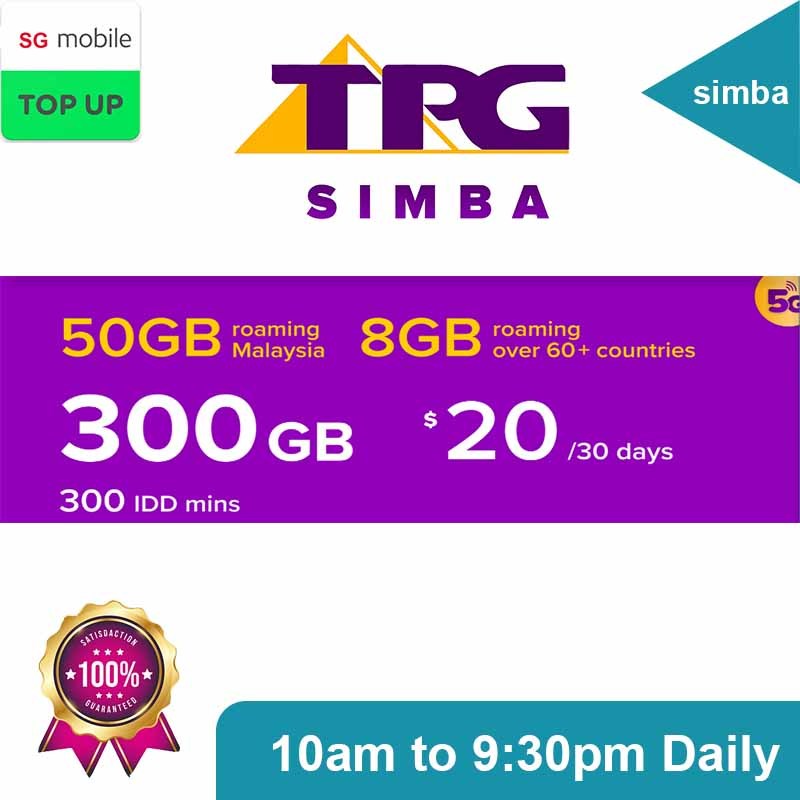 TPG Simba $20 Topup/Renew Plan Best for Malaysia Roaming | Shopee Singapore