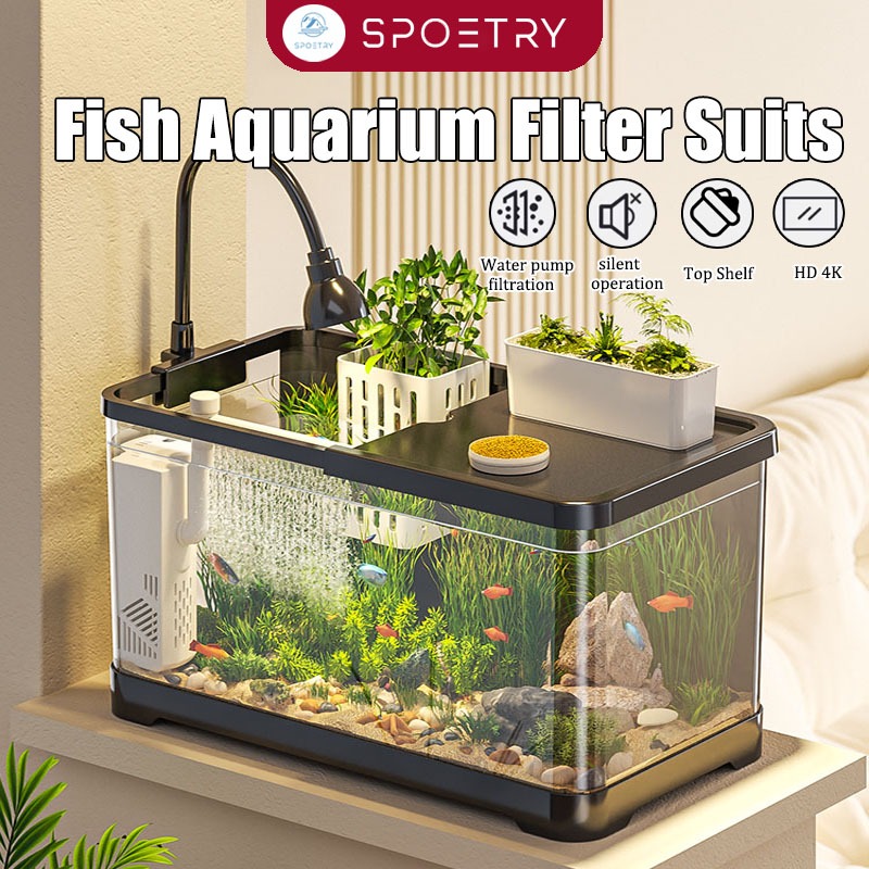 【Ready Stock】SPOETRY Fish Tank Desktop Fish Aquarium Filter Terrapin ...