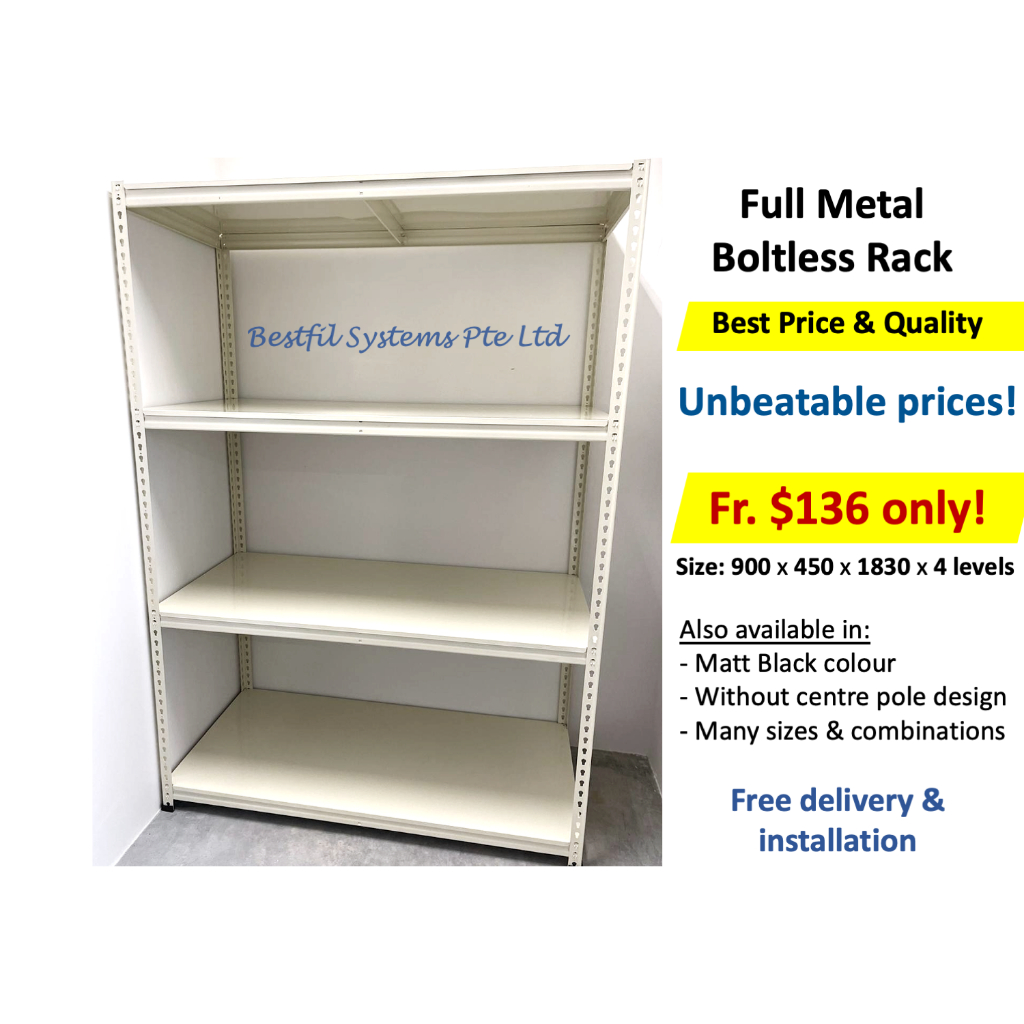 Boltless Storage Rack with Full Metal Shelves for HDB Bomb Shelters ...
