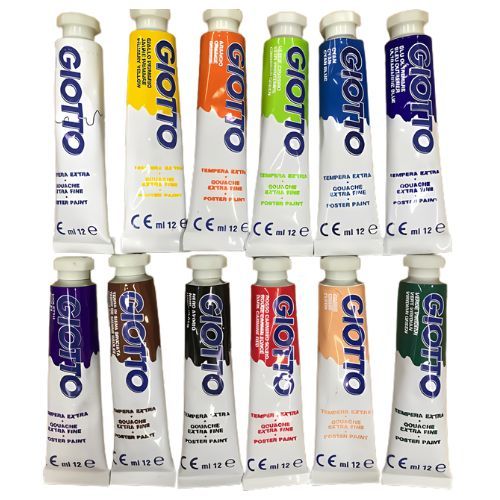 Giotto Tempera Extra Fine Gouache Poster Colors Paint Single Tube 12ml ...