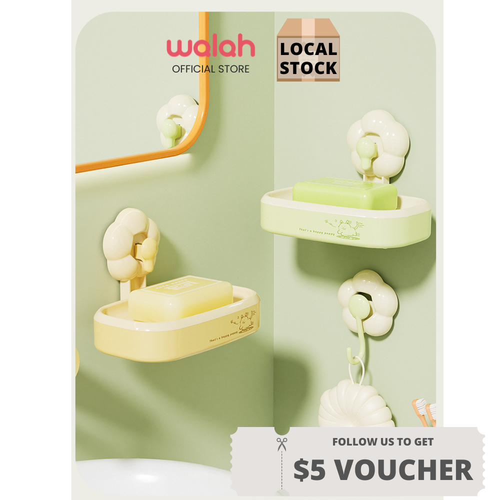 Cute Flowers Wall Hanging Suction Soap Box for Hand Wash Bathroom ...