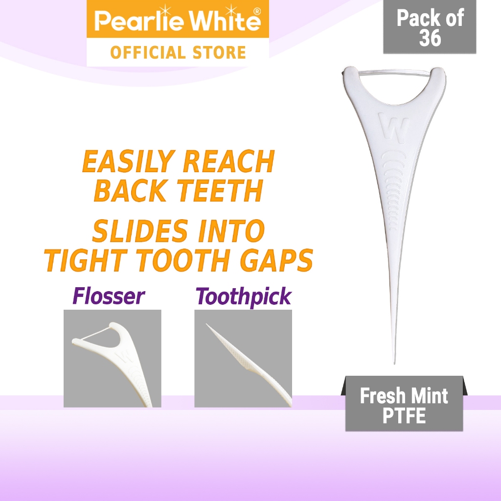 Pearlie White Floss Pick Y 2-IN-1 PTFE Mint Back Teeth Flosser 36pcs (Y ...