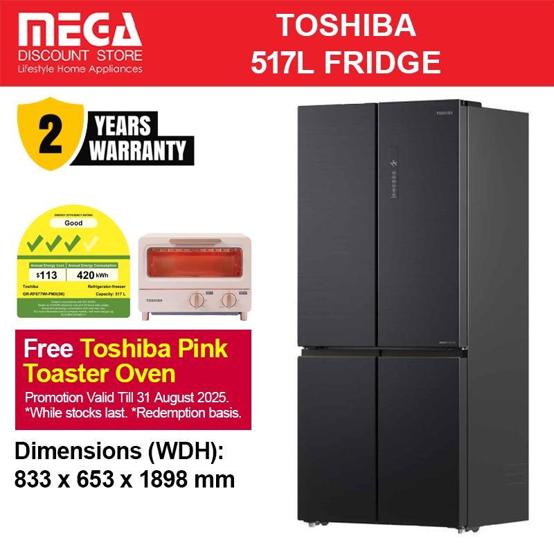 TOSHIBA GR-RF677WI-PMX(06) 517L FRENCH DOOR FRIDGE | 3 Ticks | Free ET ...