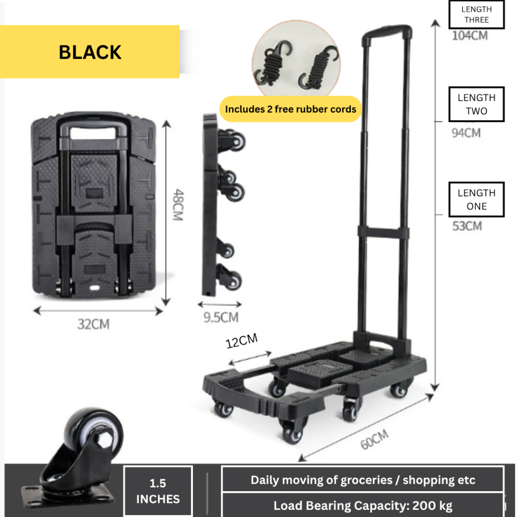 Portable 6-Wheel Flatbed Foldable Trolley With Wheels | Retractable ...