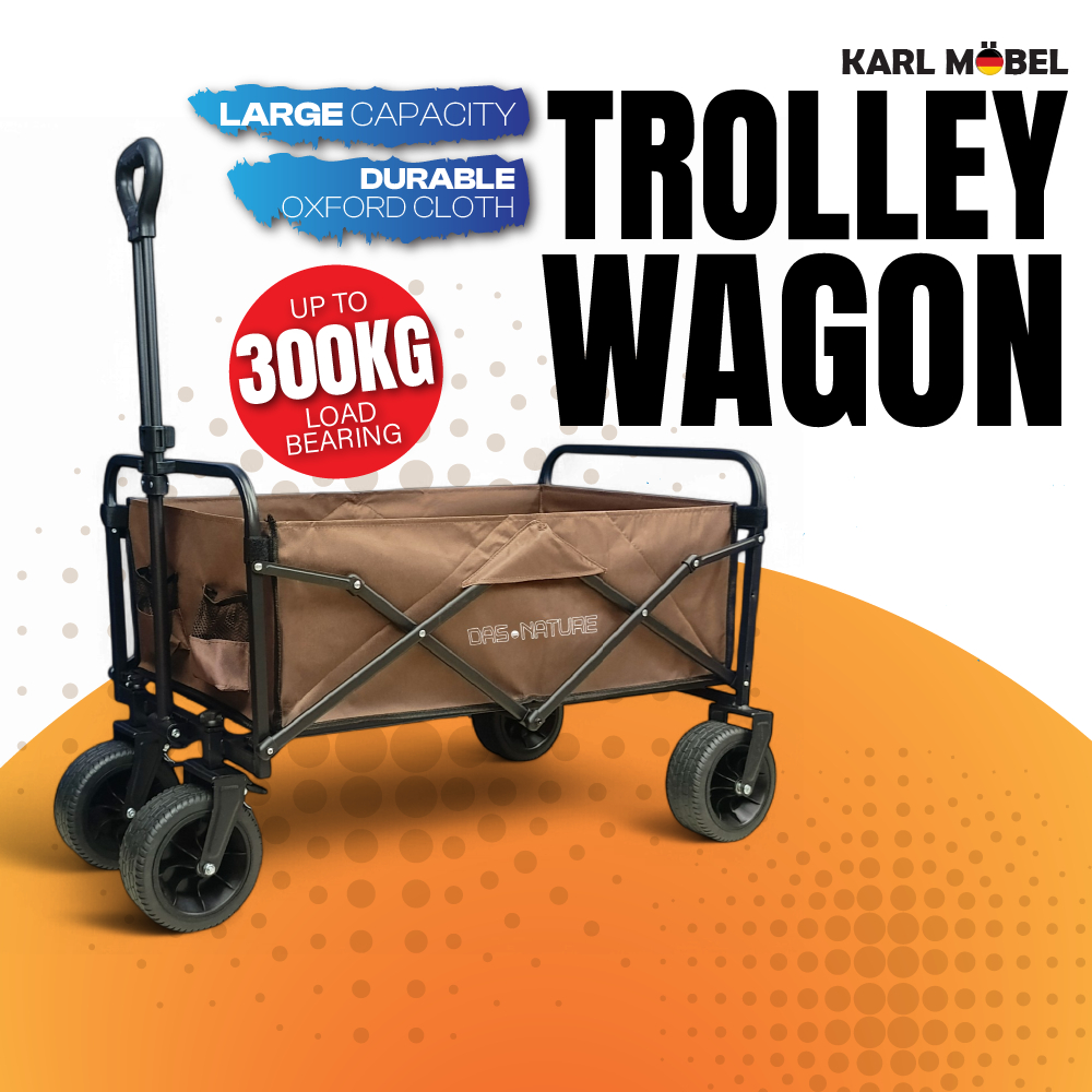 Camping Trolley Wagon Portable Foldable Outdoor Trolley Shopping Cart ...