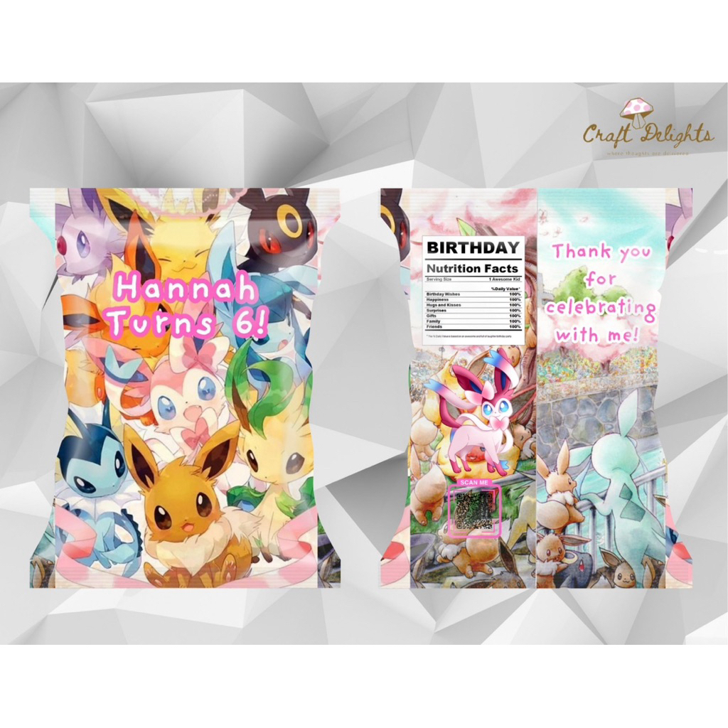 Eeveelution Pokémon Chip Bag | Goodie Bag | Personalised Gift ...