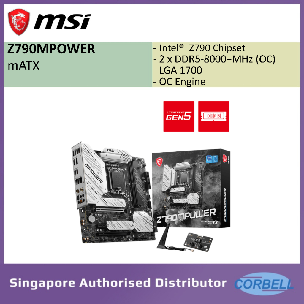 MSI Z790MPOWER Socket 1700 mATX Motherboard Intel® Z790 Chipset / DDR5 8000mHz [MB 8105 ...