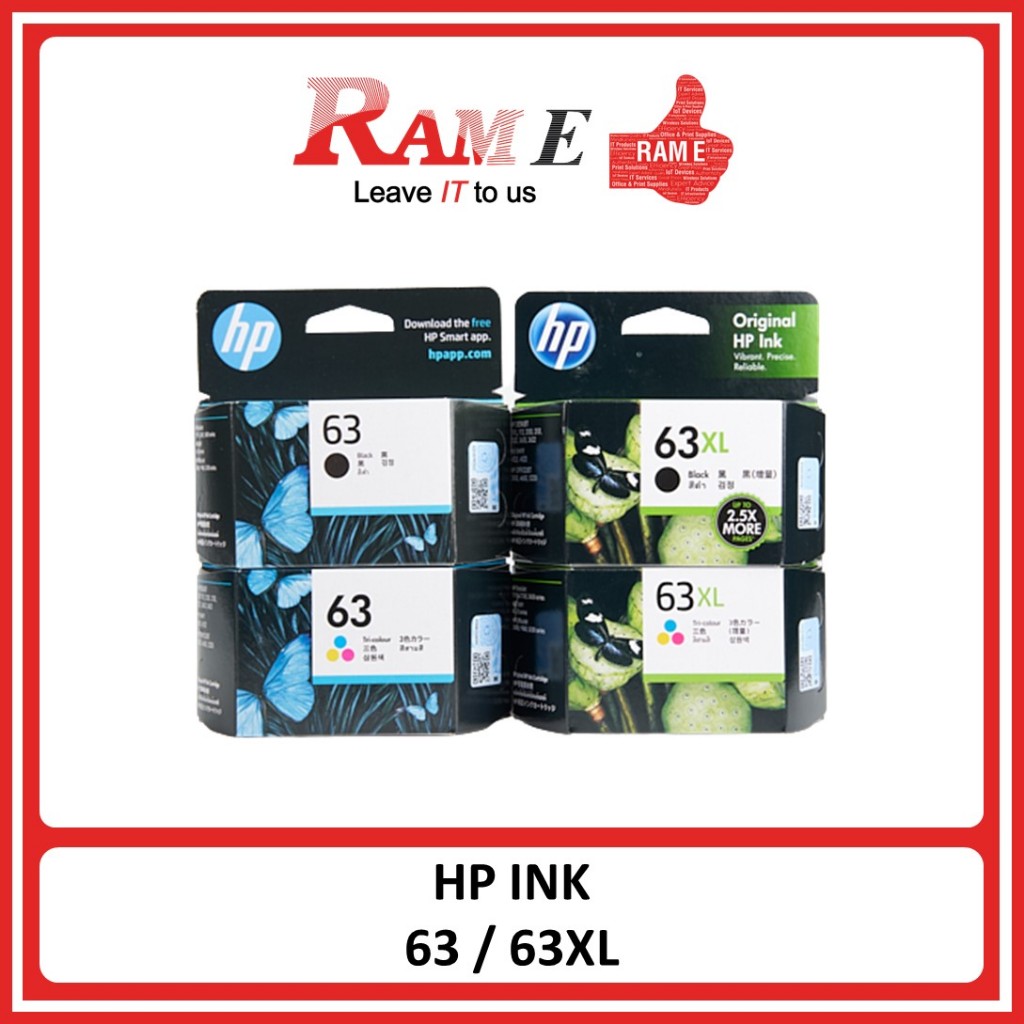[ORIGINAL] HP 63 / 63XL Black Tri-color Ink Cartridge | Shopee Singapore