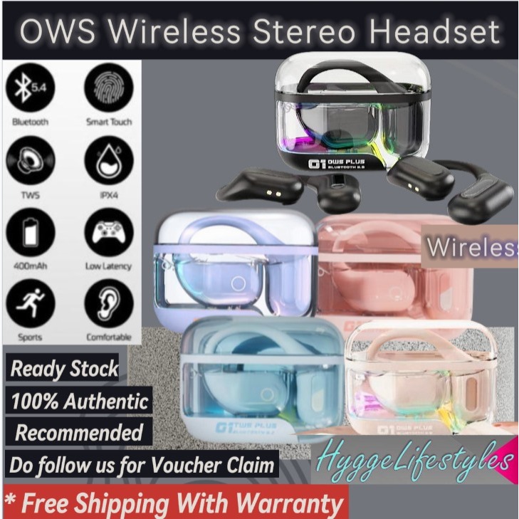 OWS Wireless Bluetooth V5.3 Wearable Earbuds with Charging Case ...