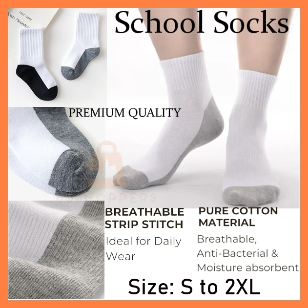 [SG STOCK] School Socks White Socks Student Socks Children's Mid Tube ...